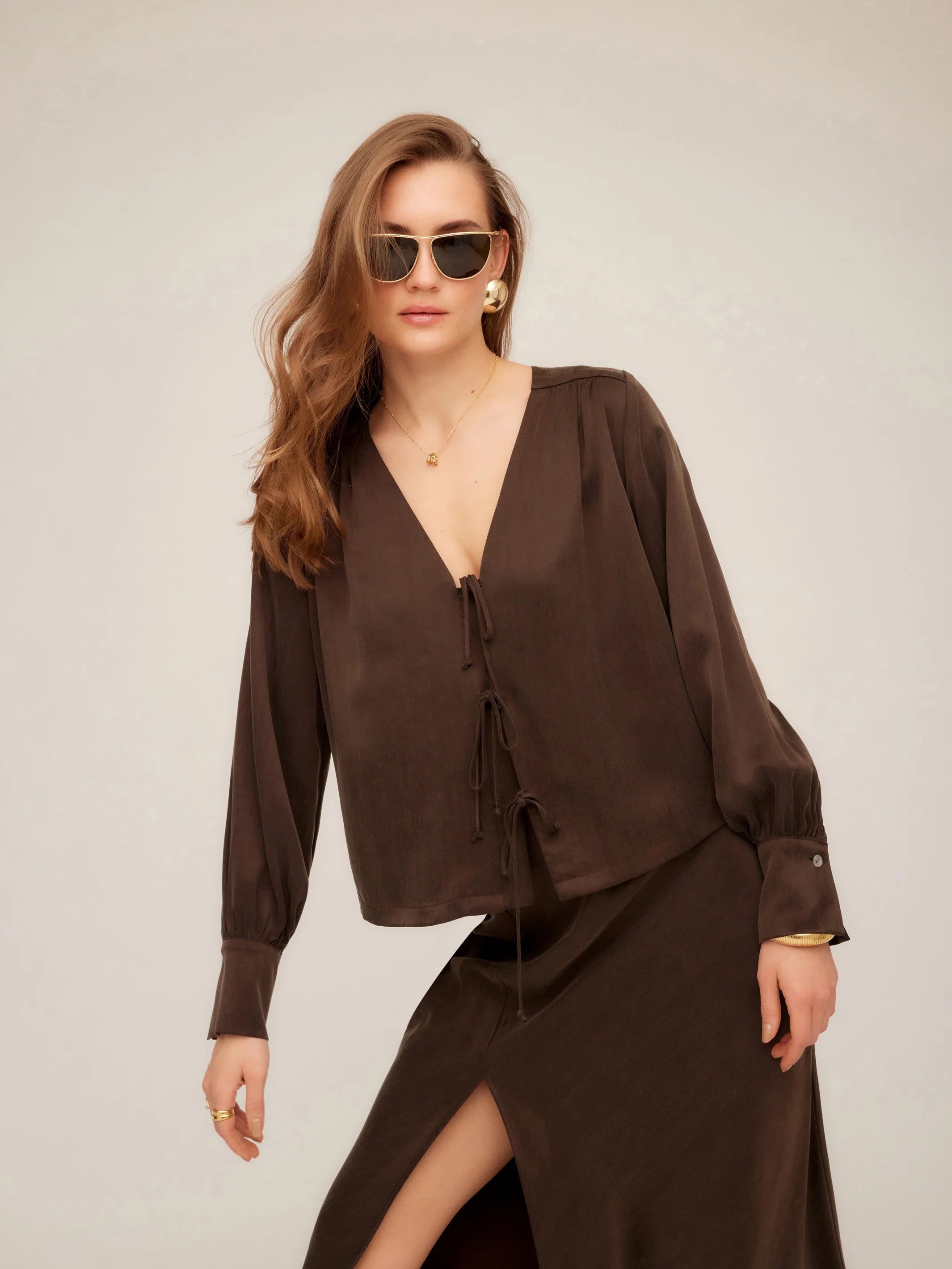 KAYLA BOW DETAIL BLOUSE – Copper Penny