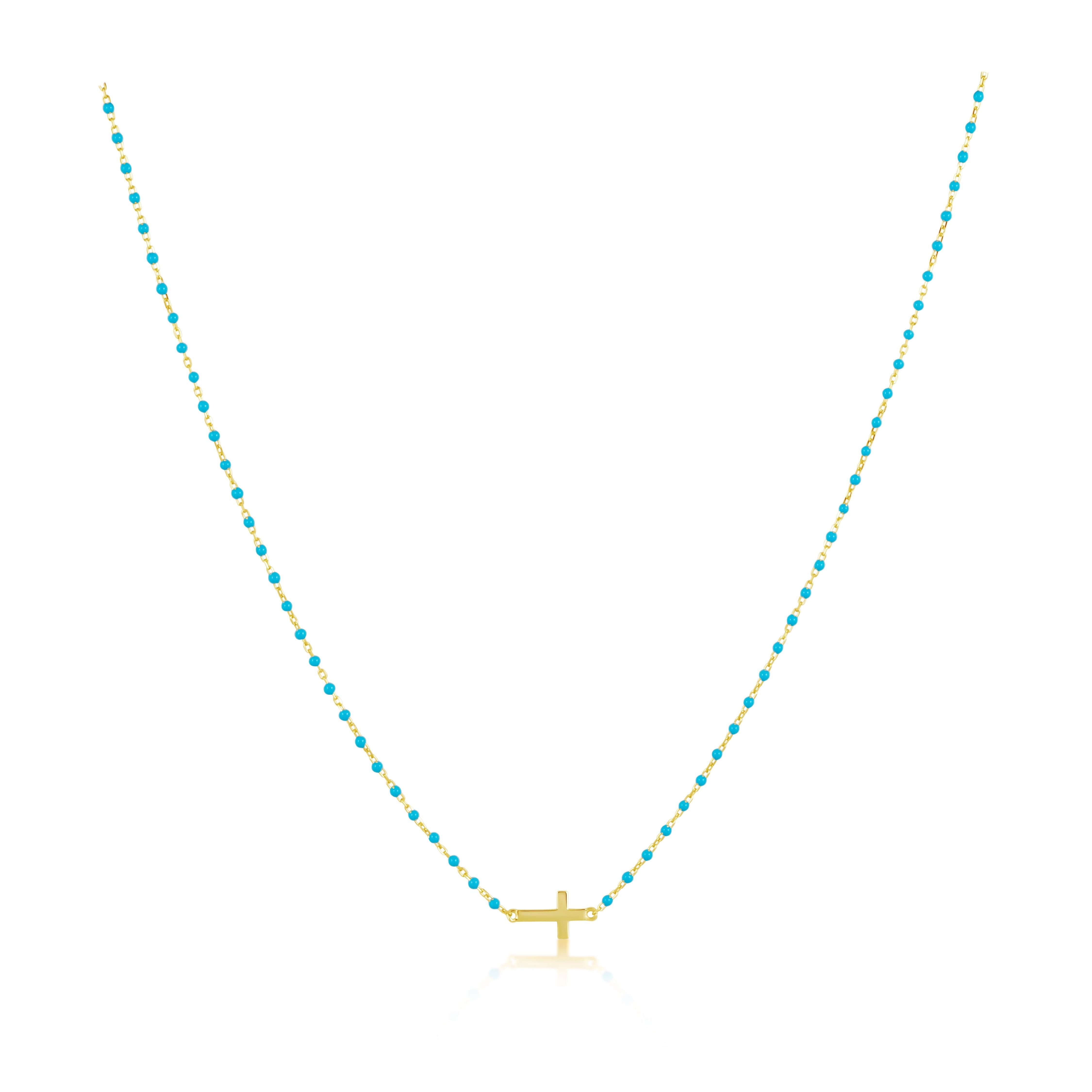 Elsa Side Cross Necklace Turquoise – Copper Penny